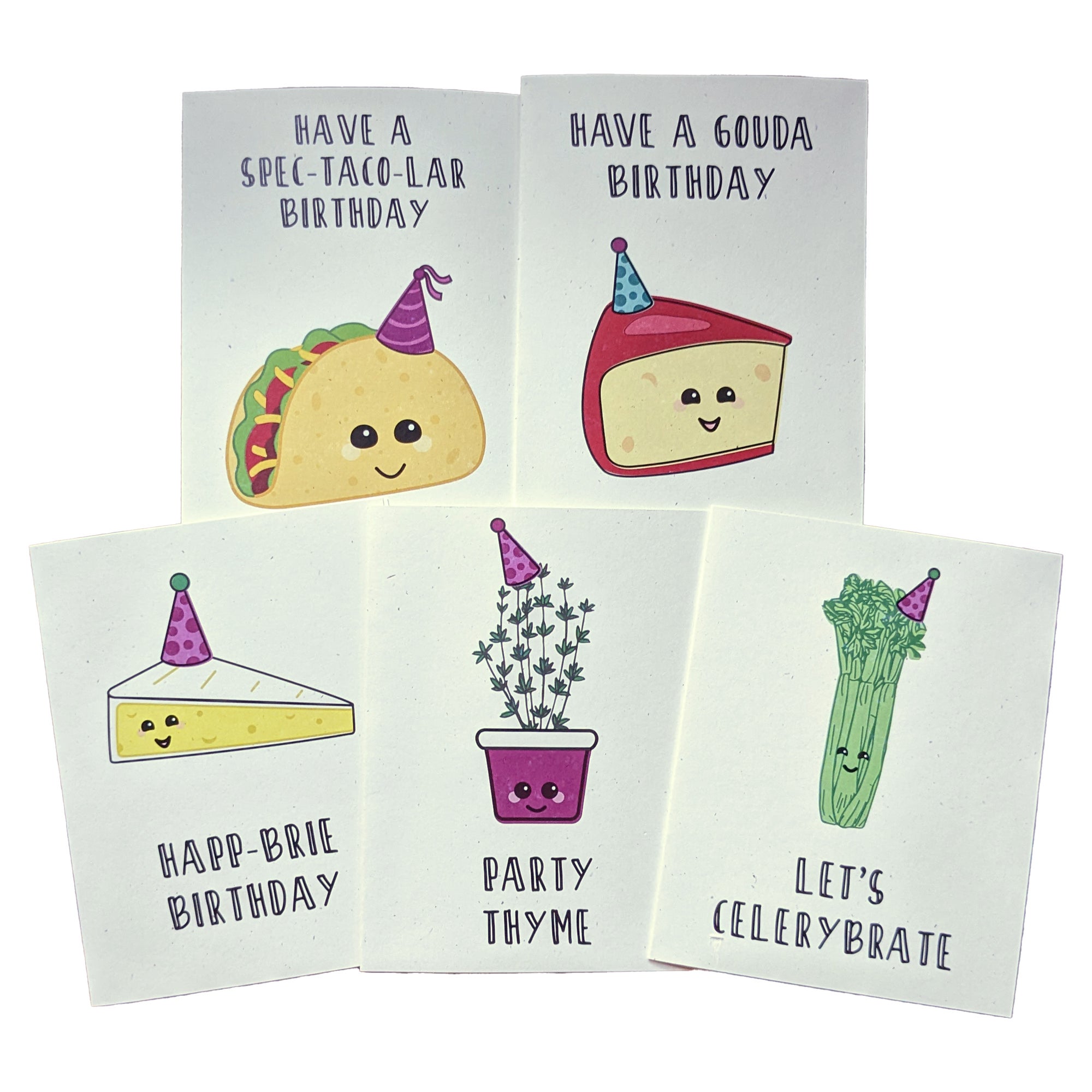 Birthday Cards | Food Puns | 5 Pack | Bergerdog